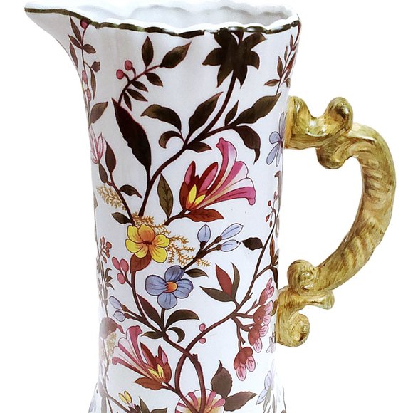 Accents | Decorative Floral Hand Painted Textured Pitcher | Poshmark